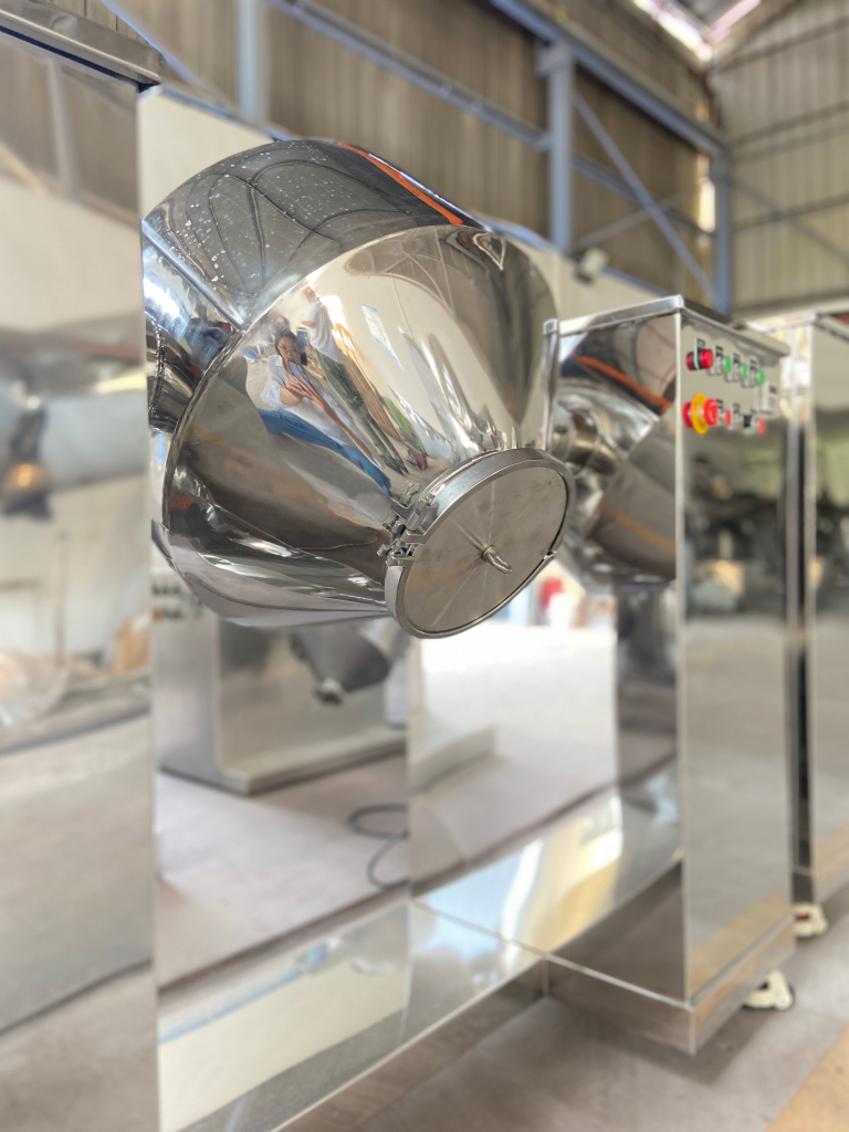 Stainless Steel Double Cone Blender Machine with Butterfly Discharge ...